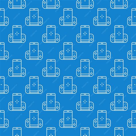 Premium Vector Mobile Game Controller Vector Gamepad For Smartphone Outline Blue Seamless Pattern