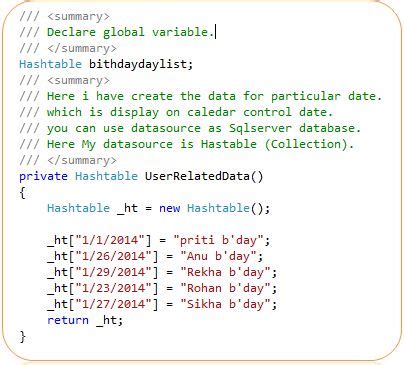 Calendar Control In ASP Net