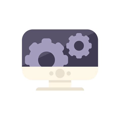 Computer Monitor Displaying Gears Representing Software Development