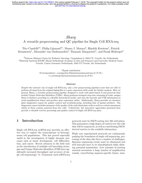 Pdf Sharq A Versatile Preprocessing And Qc Pipeline For Single Cell