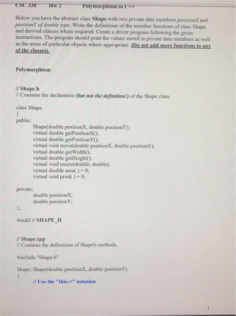 Solved Below You Have The Abstract Class Shape With Two