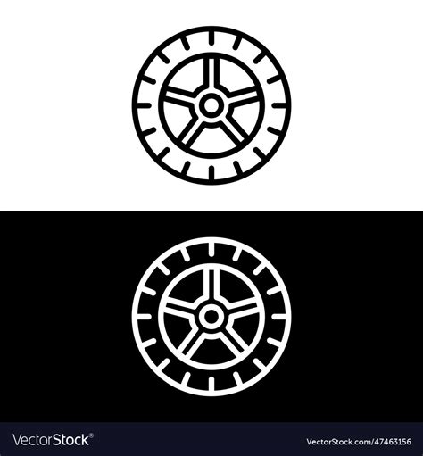 Wheel Linear Icon Minimal Car Tyre Symbol Or Sign Vector Image