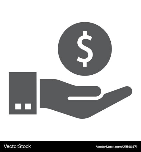 Hand Holding Coin Glyph Icon Finance And Banking Vector Image