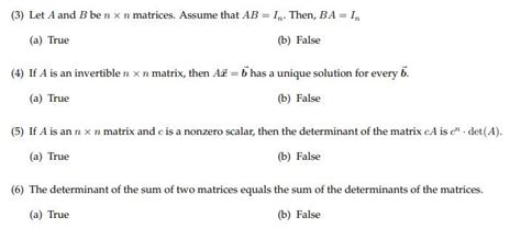 Solved Let A And B Be Nn Matrices Assume That AB In Chegg