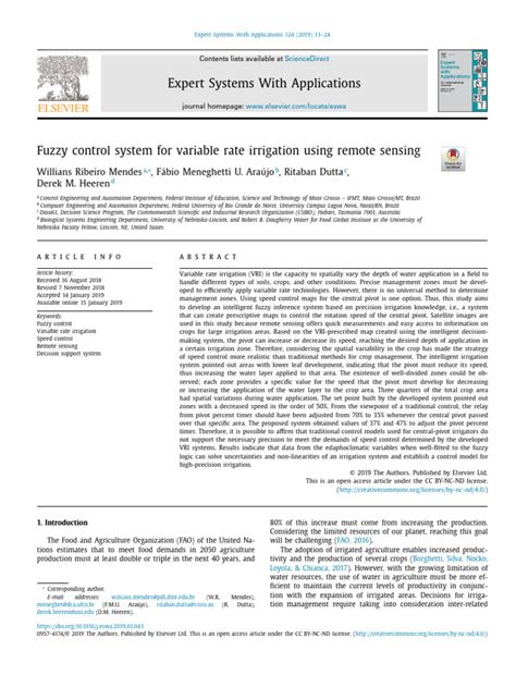 Fuzzy Control System For Variable Rate Irrigation 2019 Expert Systems