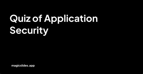 Application Security