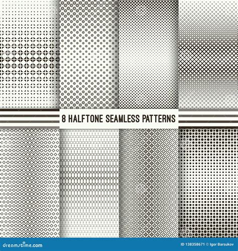 Set Of Halftone Seamless Patterns Stock Vector Illustration Of Decorative Ornament 138358671