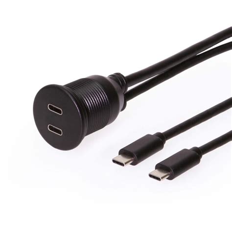 3ft USB Panel Mount Extension 2 X Type C 3 2 Gen 1 Male To Female Cable Coolgear