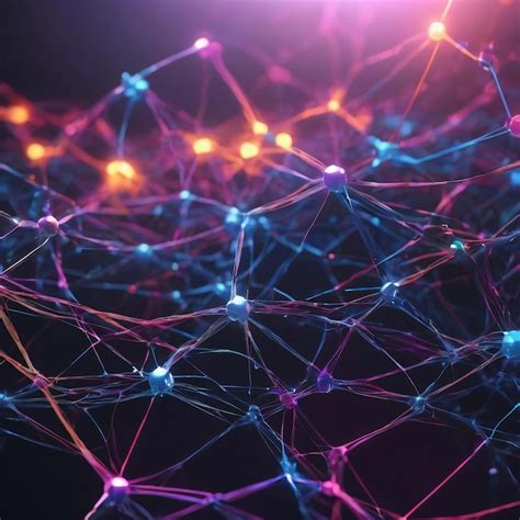 Premium Photo 3d Render Of A Flowing Network Connections Design With Connecting Lines And Dots