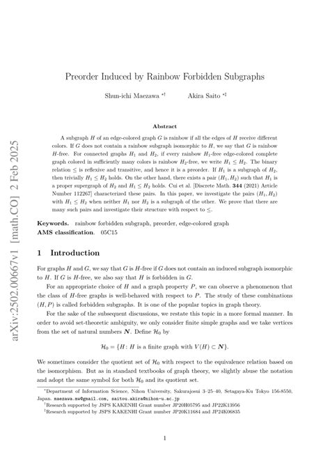 Pdf Preorder Induced By Rainbow Forbidden Subgraphs