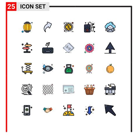 Data Set Vector Hd Images Set Of 25 Commercial Filled Line Flat Colors Pack For Data Target