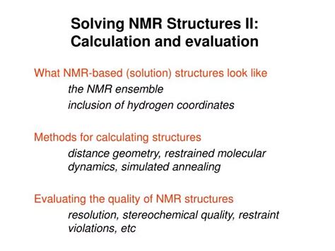 ppt solving nmr structures ii calculation and evaluation powerpoint