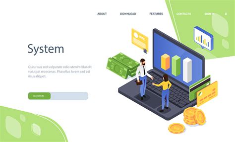 재무 관리 포스터 남자와 여자가 은행 카드 근처에 노트북을 가지고 있습니다 회계 및 예산 책정 경제 및 마케팅 랜딩 웹페이지 디자인 아이소 메트릭 벡터 일러스트 레이 션 3