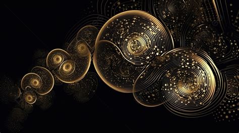 소용돌이 모양과 거품이 흐르는 추상적인 황금 장신구를 특징으로 하는 검정색 배경 나선형 라인 아트 왕실의 금 테두리 왕실 프레임 배경 일러스트 및 사진 무료 다운로드