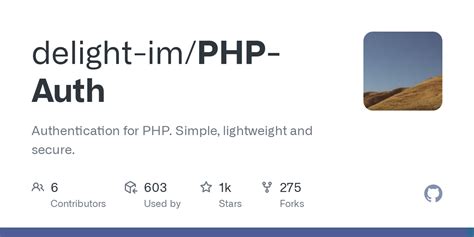 GitHub Delight Im PHP Auth Authentication For PHP Simple Lightweight And Secure