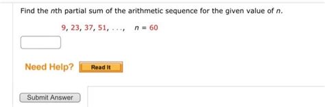 Solved Find The Nth Partial Sum Of The Arithmetic Sequence