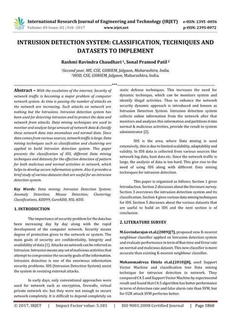 Intrusion Detection System Classification Techniques And Datasets To Implement Pdf