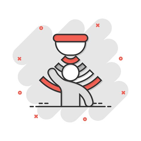 Motion Sensor Icon In Comic Style Sensor Waves With Man Vector Cartoon