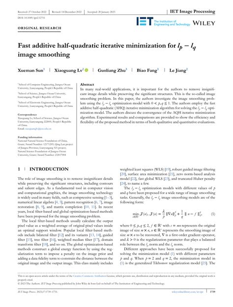 pdf fast additive half‐quadratic iterative minimization for l p − l q