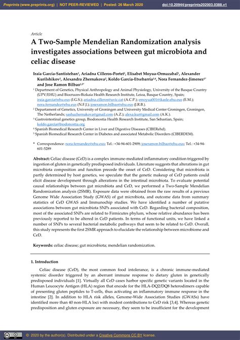 Pdf A Two Sample Mendelian Randomization Analysis Investigates