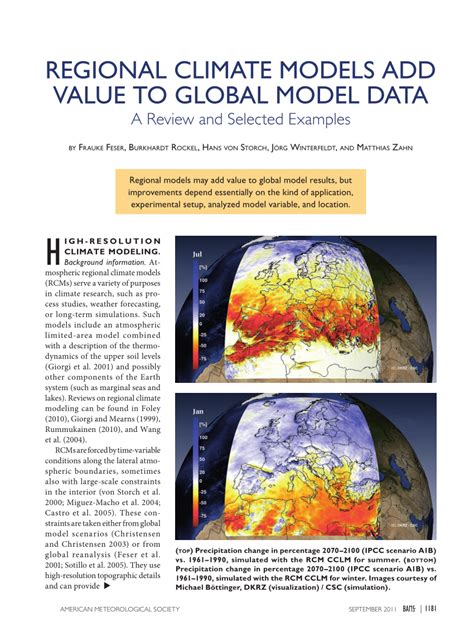 Pdf Regional Climate Models Add Value To Global Model Data A Review And Selected Examples