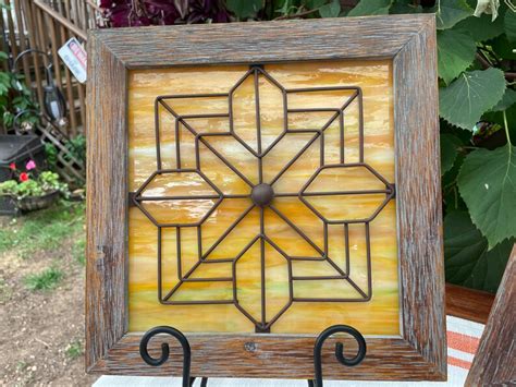 Stained Glass Panelwindow Hanging Stained Glass In Rustic Wood Frame
