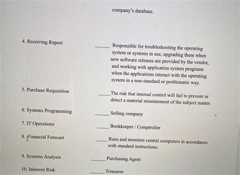 Solved Iii Matching There Are Two Columns Below The