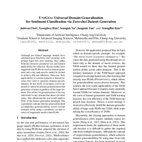 Unigen Universal Domain Generalization For Sentiment Classification