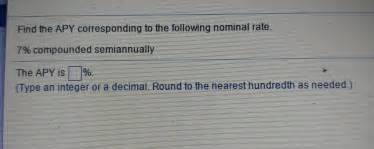 Solved Find The APY Corresponding To The Following Nominal Chegg Com