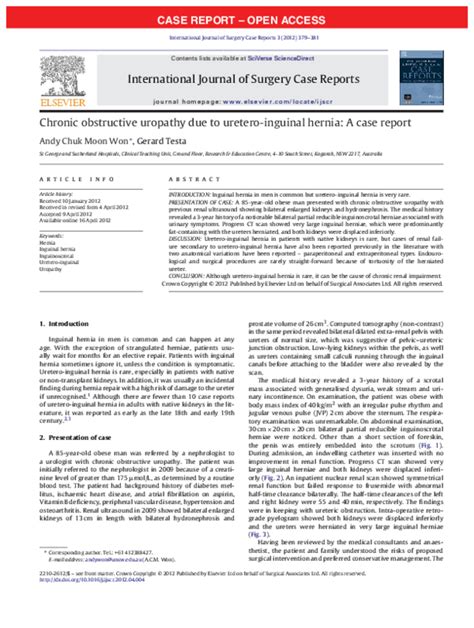 Pdf Chronic Obstructive Uropathy Due To Uretero Inguinal Hernia A Case Report