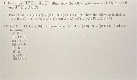 Solved 1 Prove that AB AˉBˉ Hint show the following Chegg com