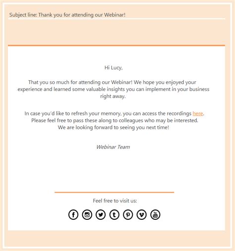 Post Event Email Template