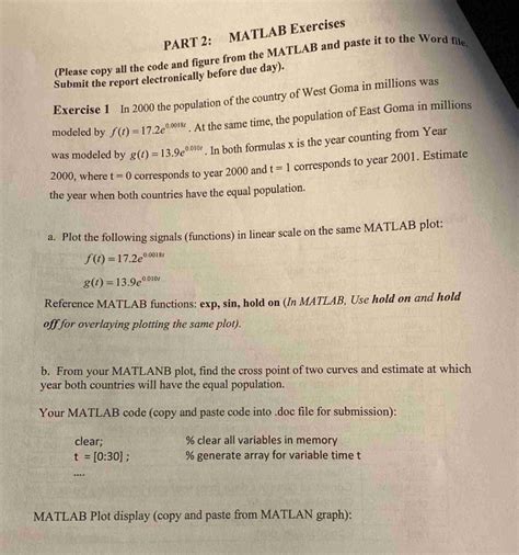 Solved Part 2 Matlab Exercisesplease Copy All The Code And