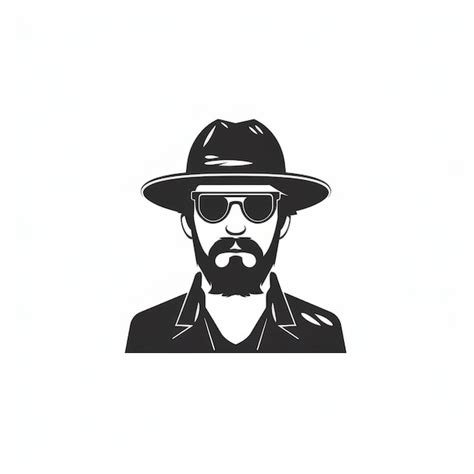Premium Ai Image Minimalist Programmer Icon A Hatwearing Man In