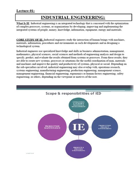 Lecture 01 Ie Pdf Industrial Engineering Engineering