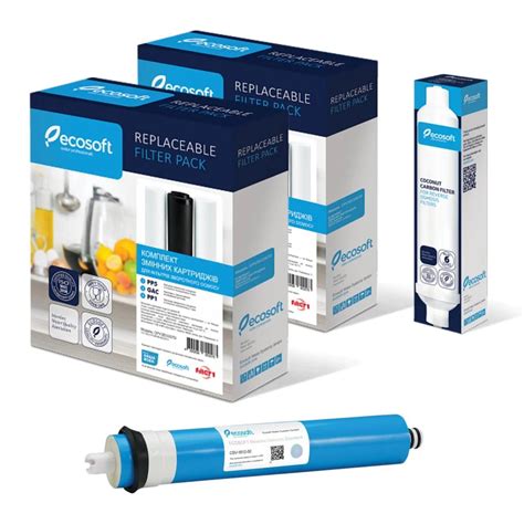 ᐉ Комплект картриджей годовой Ecosoft для фильтра обратного осмоса с мембраной • Купить в Киеве