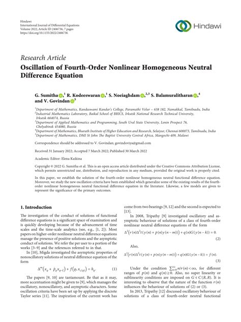 Pdf Oscillation Of Fourth Order Nonlinear Homogeneous Neutral