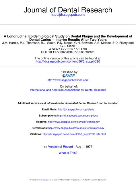 Pdf A Longitudinal Epidemiological Study On Dental Plaque And The