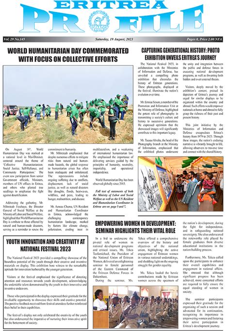 Eritrea Profile 19 August 2023 Eritrea Ministry Of Information
