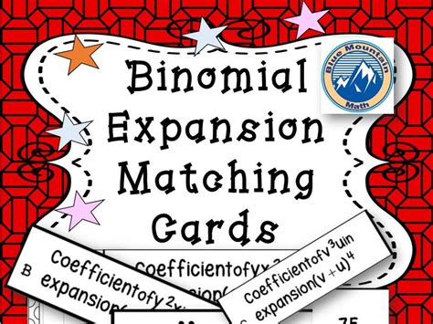 Binomial Expansion Coefficients Matching Card Set Teaching Resources Binomial Expansion Coefficients Matching Card Set Teaching Resources