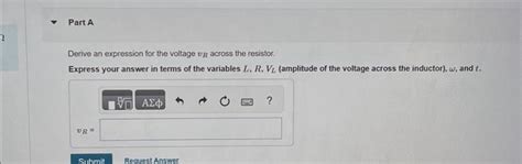 Derive An Expression For The Voltage Vr Across The