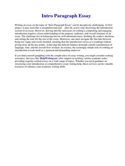 Intro Paragraph Essay | PDF | Essays | Psychology