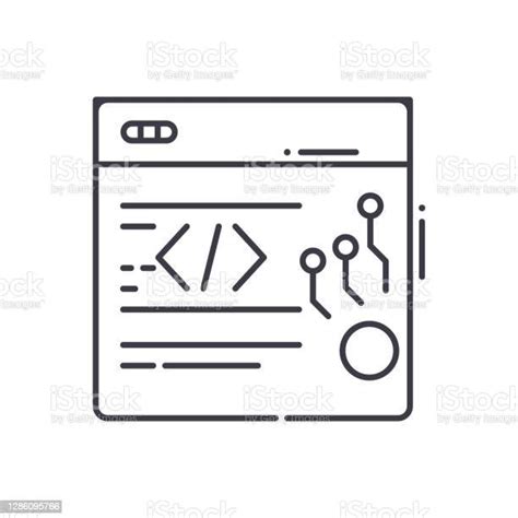 프로그래밍 이미지 아이콘 선형 격리 된 그림 얇은 선 벡터 웹 디자인 기호 흰색 배경에 편집 가능한 스트로크와 개요 개념 기호 Php 프로그래밍 언어에 대한 스톡 벡터 아트