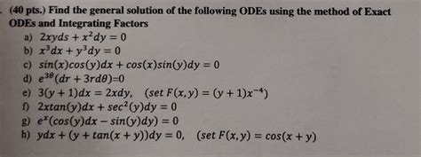 solved 40 pts find the general solution of the