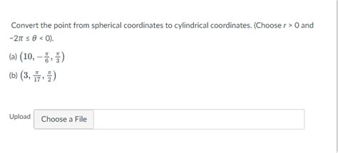 [solved] convert the point from spherical coordinates to c