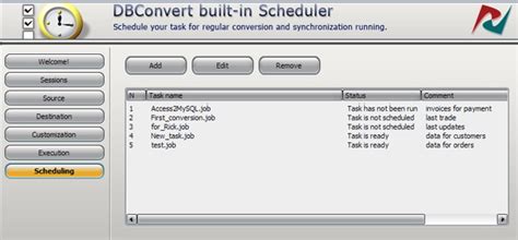 Built In Scheduler For Dbconvert Dbsync Dbconvert