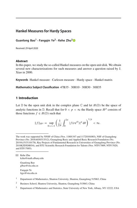 Pdf Hankel Measures For Hardy Spaces