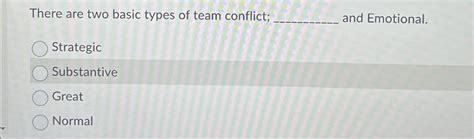 Solved There Are Two Basic Types Of Team Conflict And