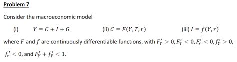 Solved Consider The Macroeconomic Model I Y C I G Ii