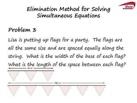 Elimination Method For Solving Simultaneous Equations Problem 1